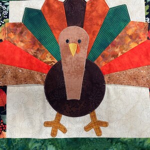 Thanksgiving Turkey Appliquéd Dresden Plate Feathers Set of 6 Placemats ...
