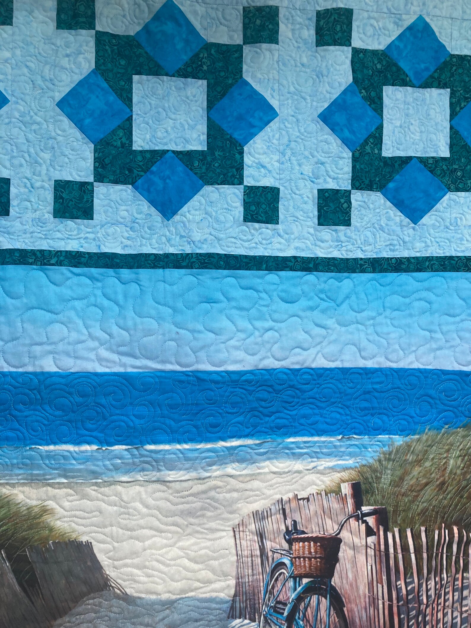 Beach Scene With Bicycle in the Sand Handmade Quilt 50" W X 72" L - Etsy