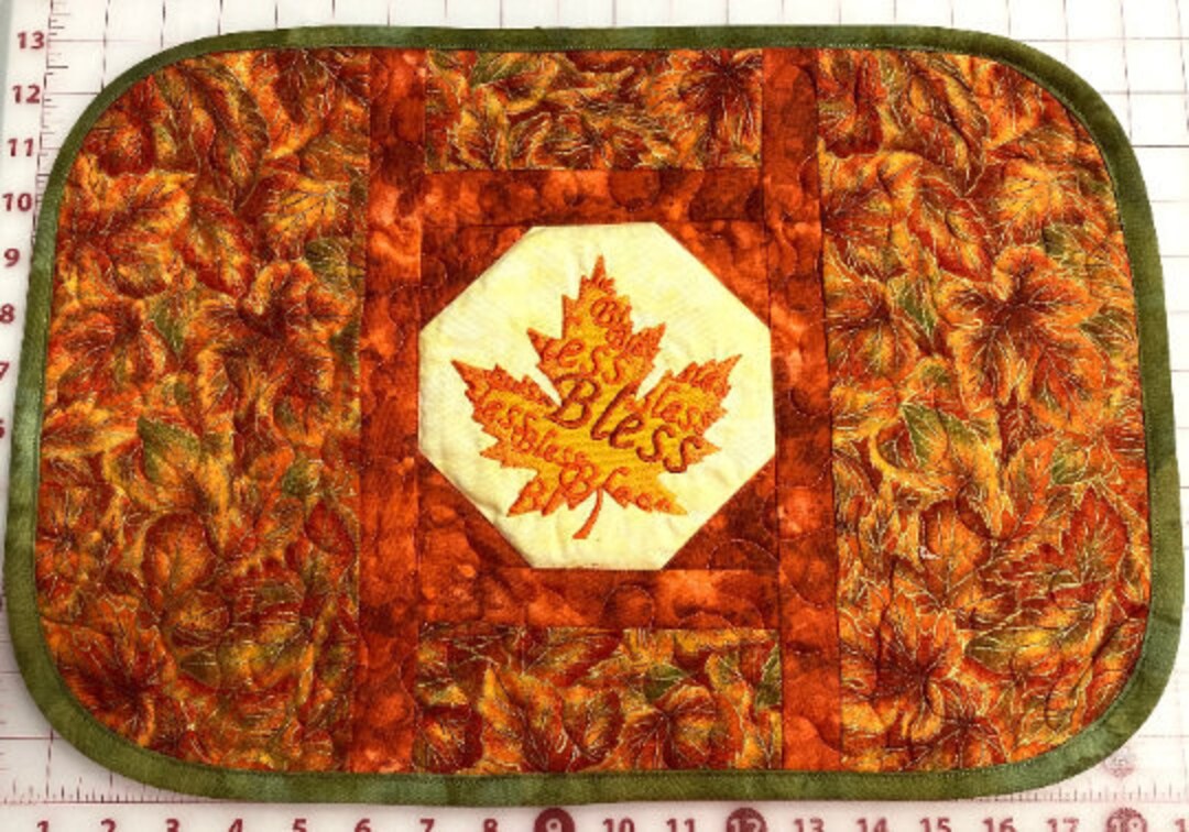 Maple Leaf Blessing Embroidered Set of 4 Placemats - Etsy
