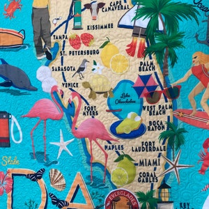 Tropical State of Florida Panel 64 X 64 Quilt - Etsy