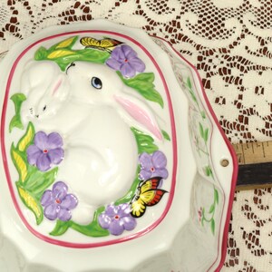 Rabbit Gelatin Mold Le Cordon Bleu Porcelain Floral Bunny 1986 Franklin ...