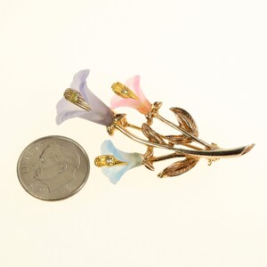 Cala Lily Brooch Lucite Flower Pin Signed LIA Pastel Purple Pink Blue ...