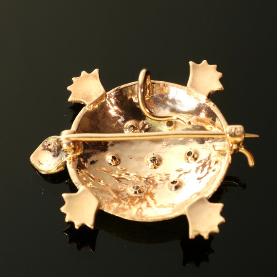 10K Gold Turtle Pin Pendant Diamond Peridot Gemstone … - Gem
