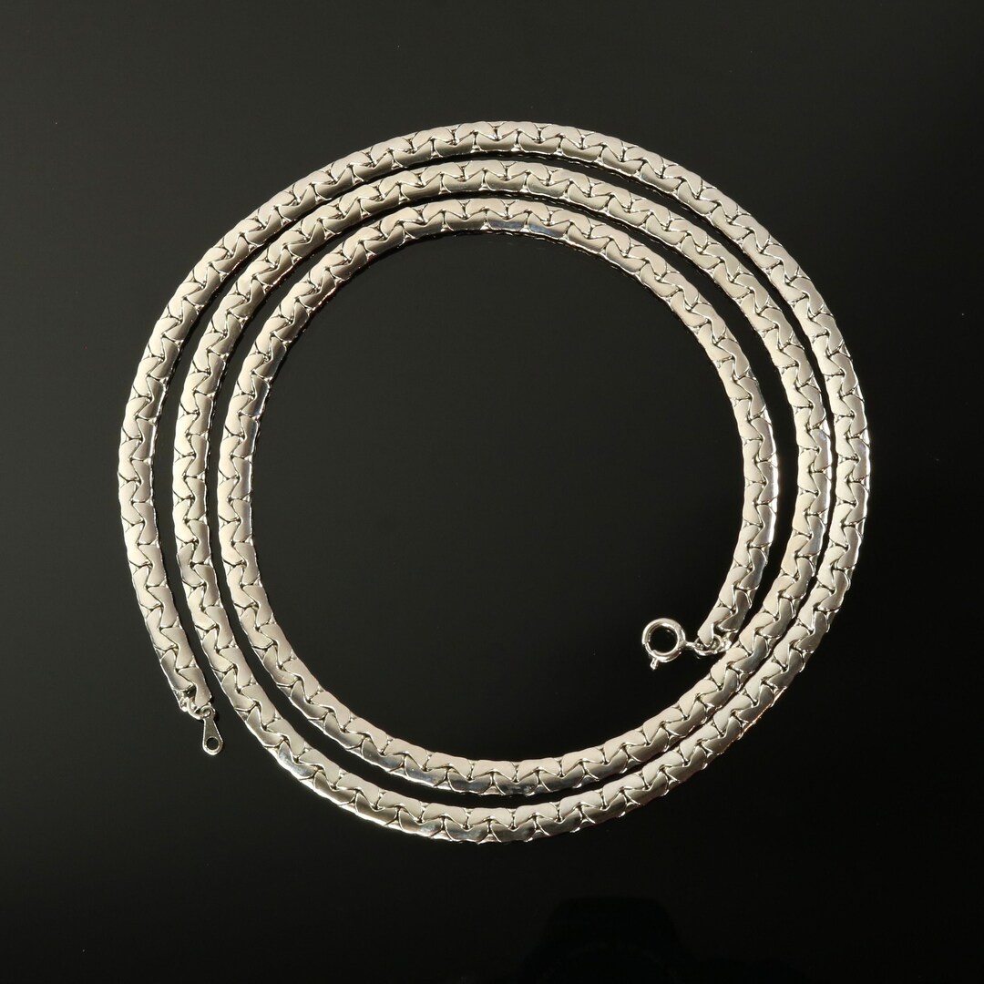 Cobra Chain Necklace Heavy Wide Flat Silver Tone 36-inch Rope Length - Etsy