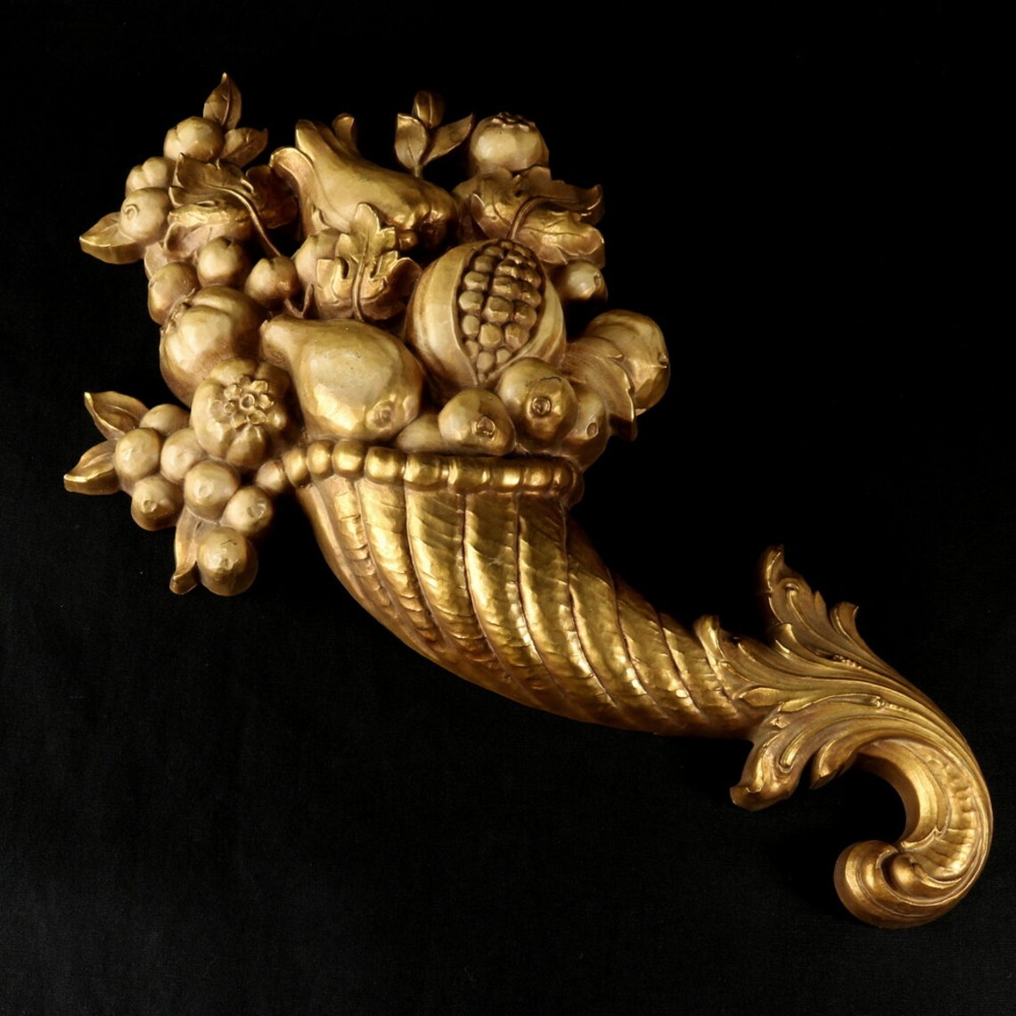 Horn of Plenty Wall Hanging Gold Plastic Cornucopia Hollywood - Etsy
