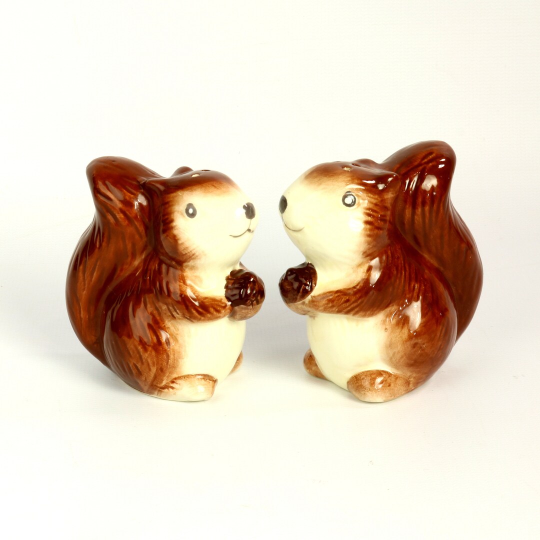 Squirrel Salt and Pepper Shakers Ceramic Kitschy Figural - Etsy