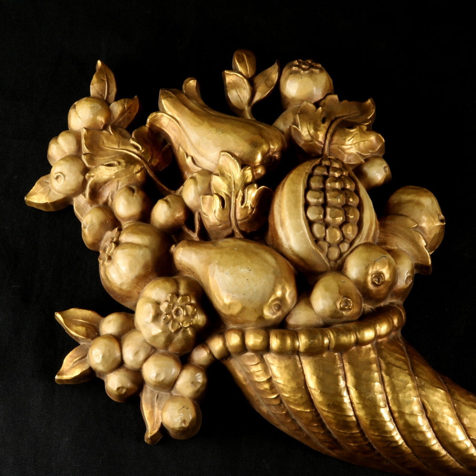 Horn of Plenty Wall Hanging Gold Plastic Cornucopia Hollywood - Etsy