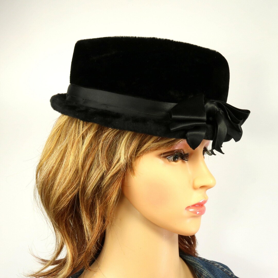 1940s Black Faux Fur Bucket Hat: Milgrim Designer, Satin Ribbon - Etsy