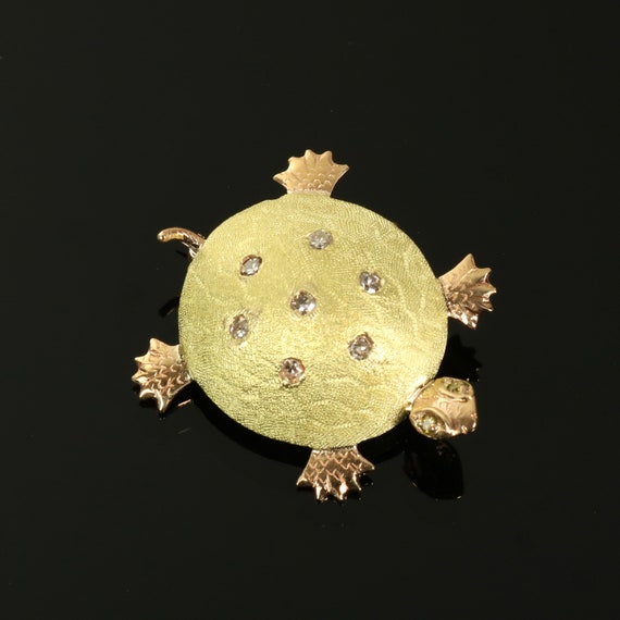 10K Gold Turtle Pin Pendant Diamond Peridot Gemstone … - Gem