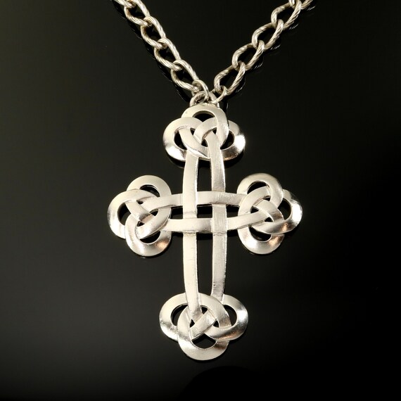 Crown Trifari Celtic Cross Budded Huge Pendant Statem… - Gem