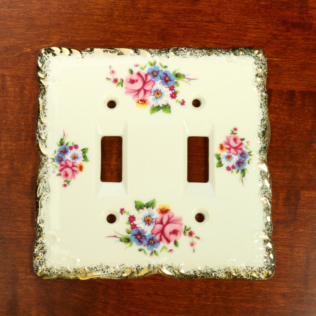 Double Switch Plate Cover Floral Porcelain Two Light Switch - Etsy