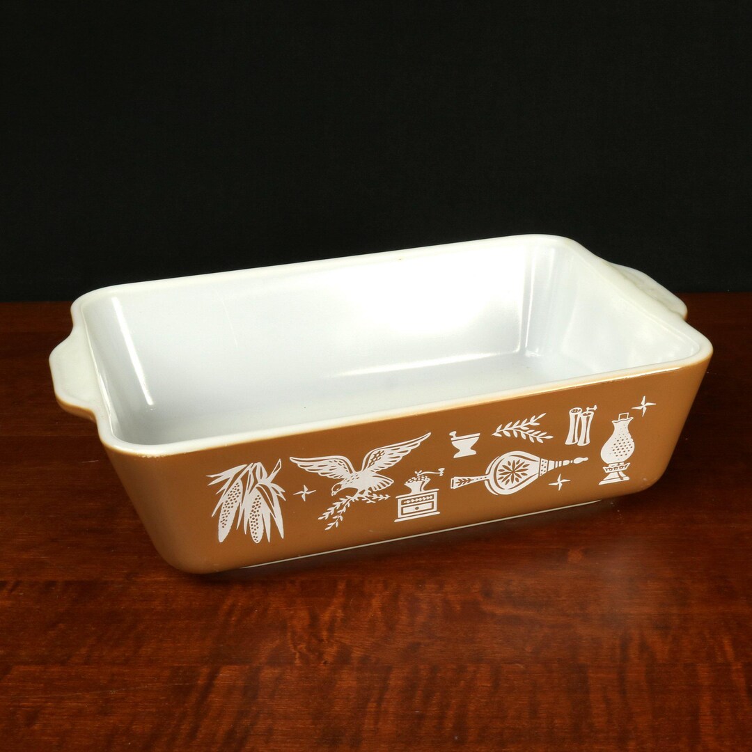 Pyrex Americana Ovenware Brown White Rectangular Casserole Baking ...