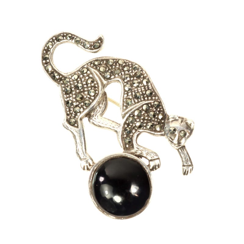 Sterling Cat Pin - Etsy