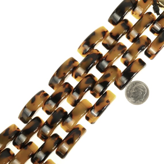 Panther Link Bracelet Wide Faux Tortoise Shell Half M… - Gem