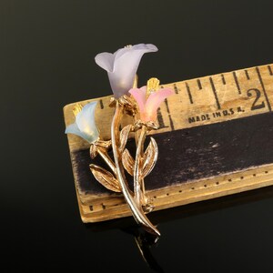 Cala Lily Brooch Lucite Flower Pin Signed LIA Pastel Purple Pink Blue ...