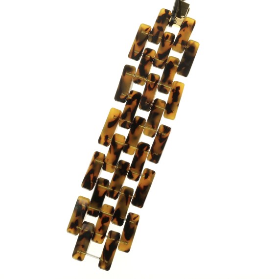 Panther Link Bracelet Wide Faux Tortoise Shell Half M… - Gem