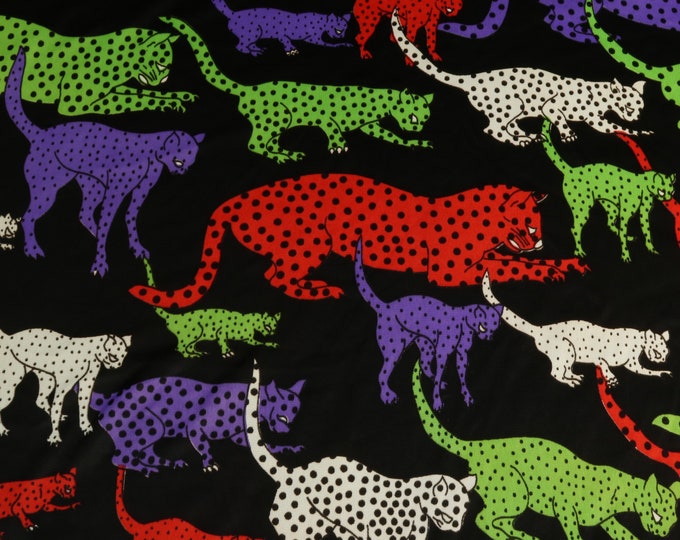 Cat Fabric Stretch Rib Knit Big Cat Material Spotted Cat Cheetah Feline ...