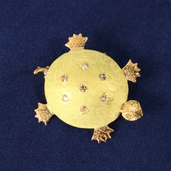 10K Gold Turtle Pin Pendant Diamond Peridot Gemstone … - Gem