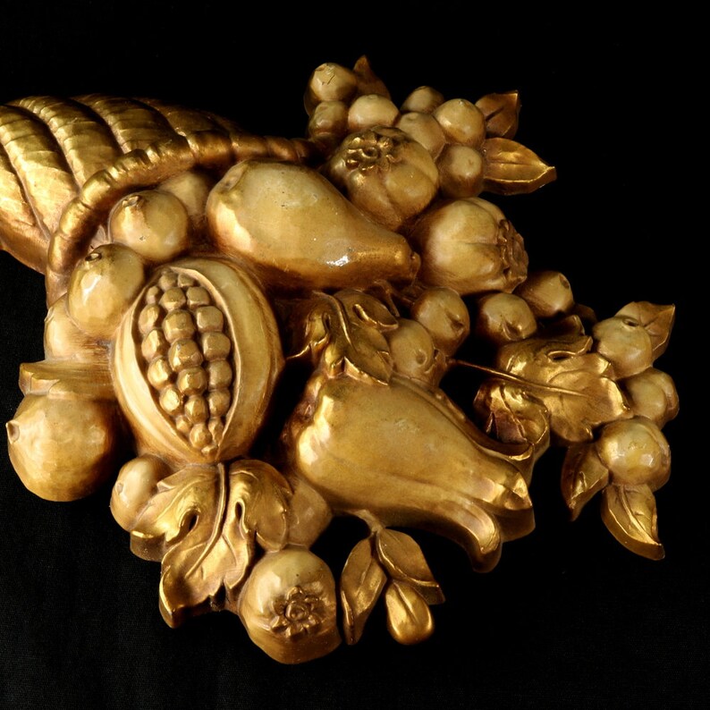 Horn of Plenty Wall Hanging Gold Plastic Cornucopia Hollywood - Etsy
