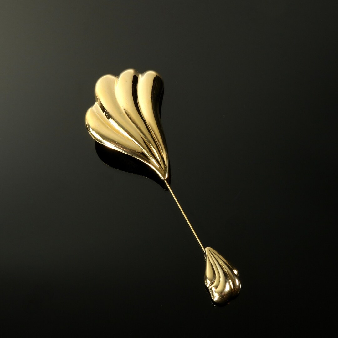 Large Stick Pin Gold Tone Swoosh Shawl Pin Scarf Pin Sweater Pin Kilt ...