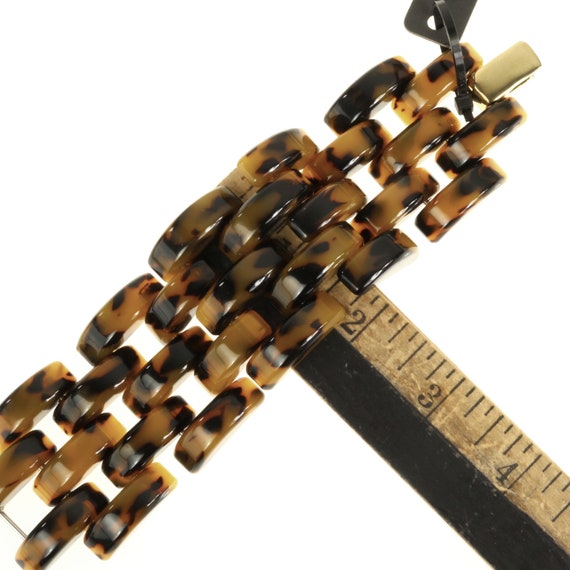Panther Link Bracelet Wide Faux Tortoise Shell Half M… - Gem