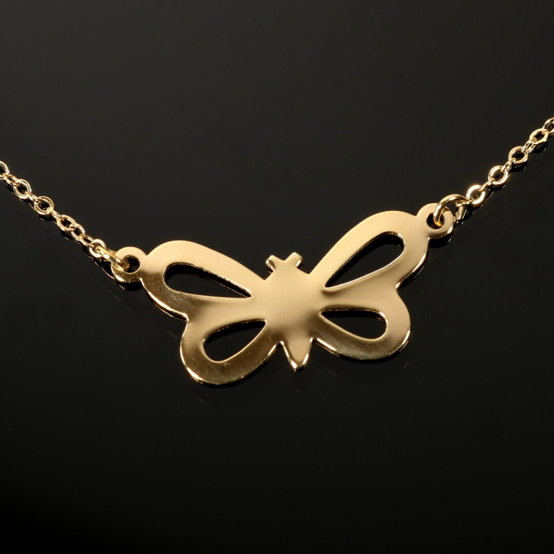 Butterfly Choker Necklace Simple Cut Out Design Yellow Gold Over 925 ...