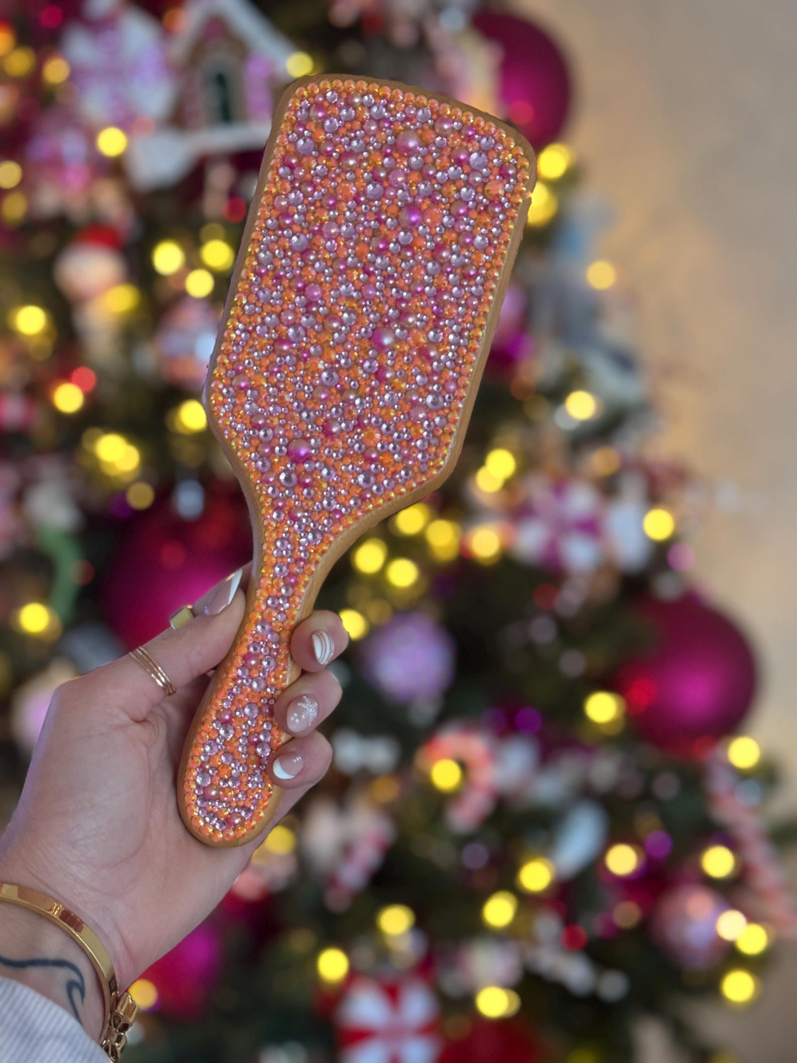 Custom Hand-bedazzled Bamboo Hair Brush – Customizable Rhinestone ...