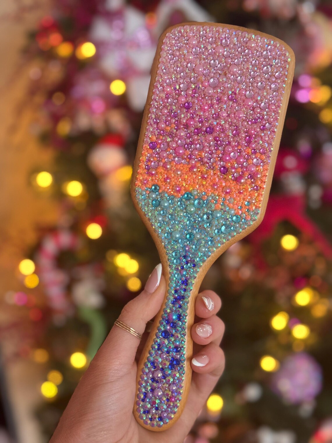 Custom Hand-bedazzled Bamboo Hair Brush – Customizable Rhinestone ...