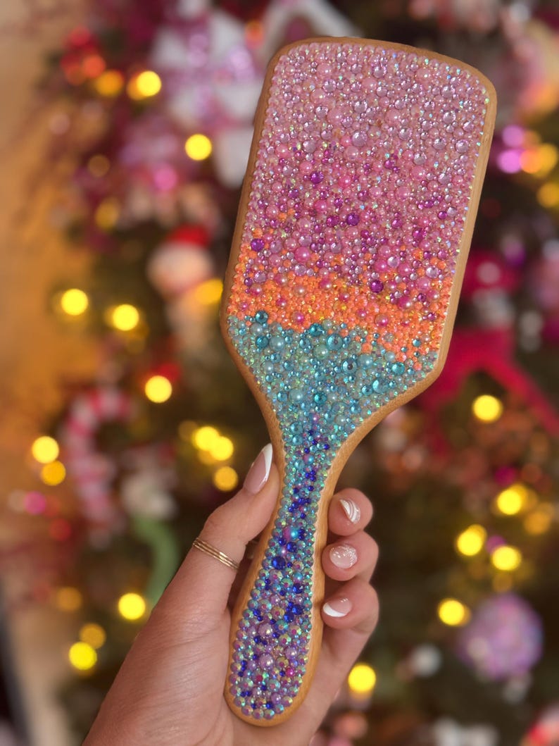 Custom Hand-bedazzled Bamboo Hair Brush – Customizable Rhinestone ...