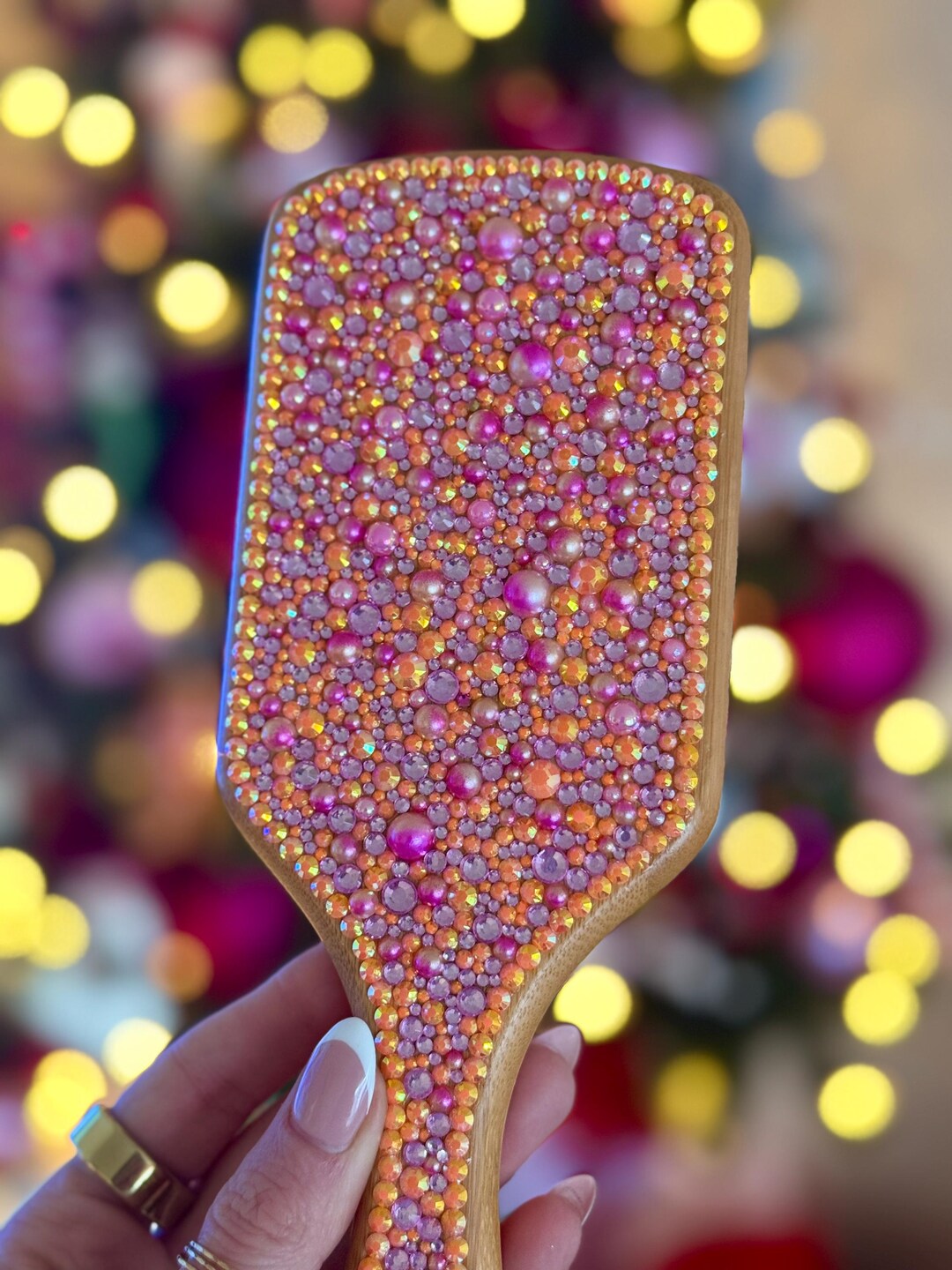 Custom Hand-bedazzled Bamboo Hair Brush – Customizable Rhinestone ...