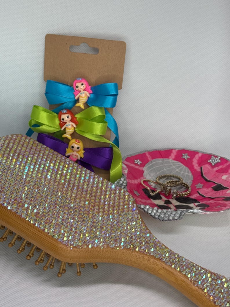 Custom Hand-bedazzled Bamboo Hair Brush – Customizable Rhinestone ...