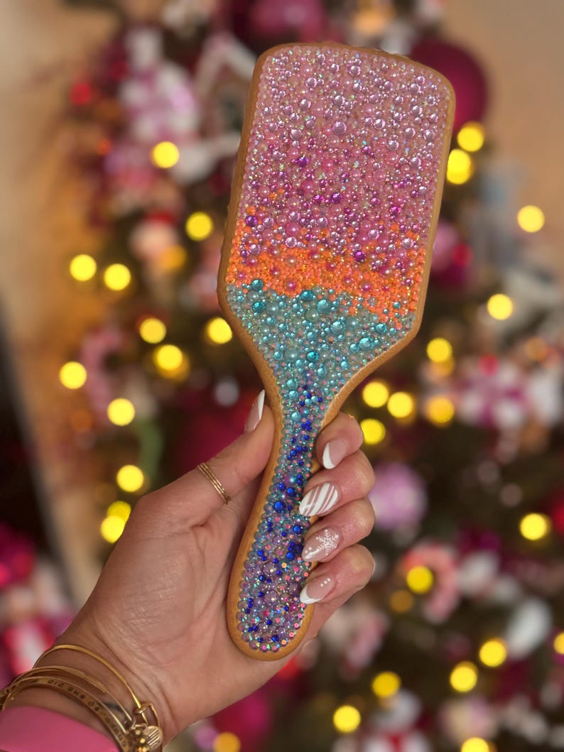 Custom Hand-bedazzled Bamboo Hair Brush – Customizable Rhinestone ...