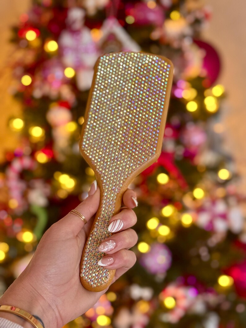 Custom Hand-bedazzled Bamboo Hair Brush – Customizable Rhinestone ...