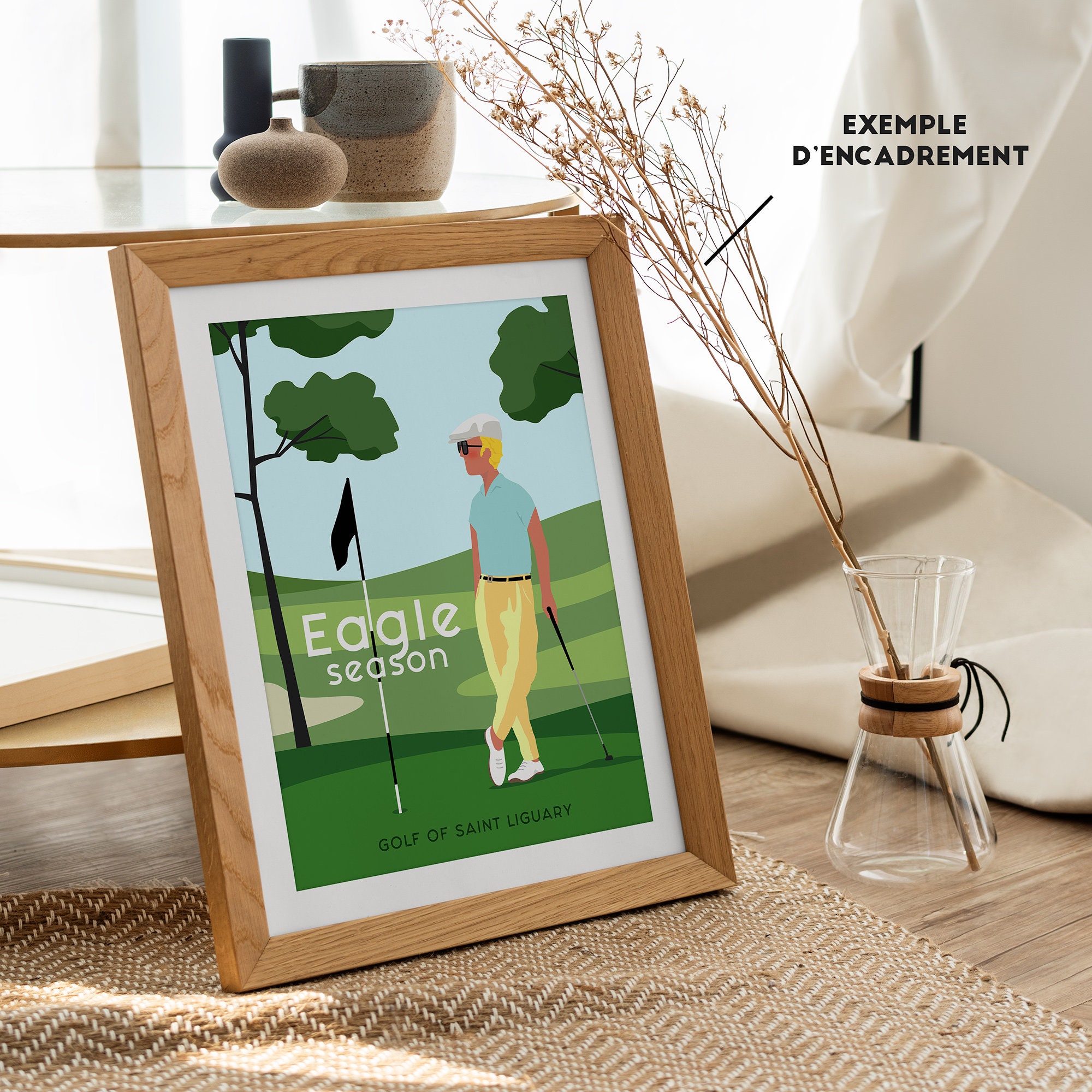 Golf Poster, Vintage Sport, Golfer on the Green Ready for the Club ...