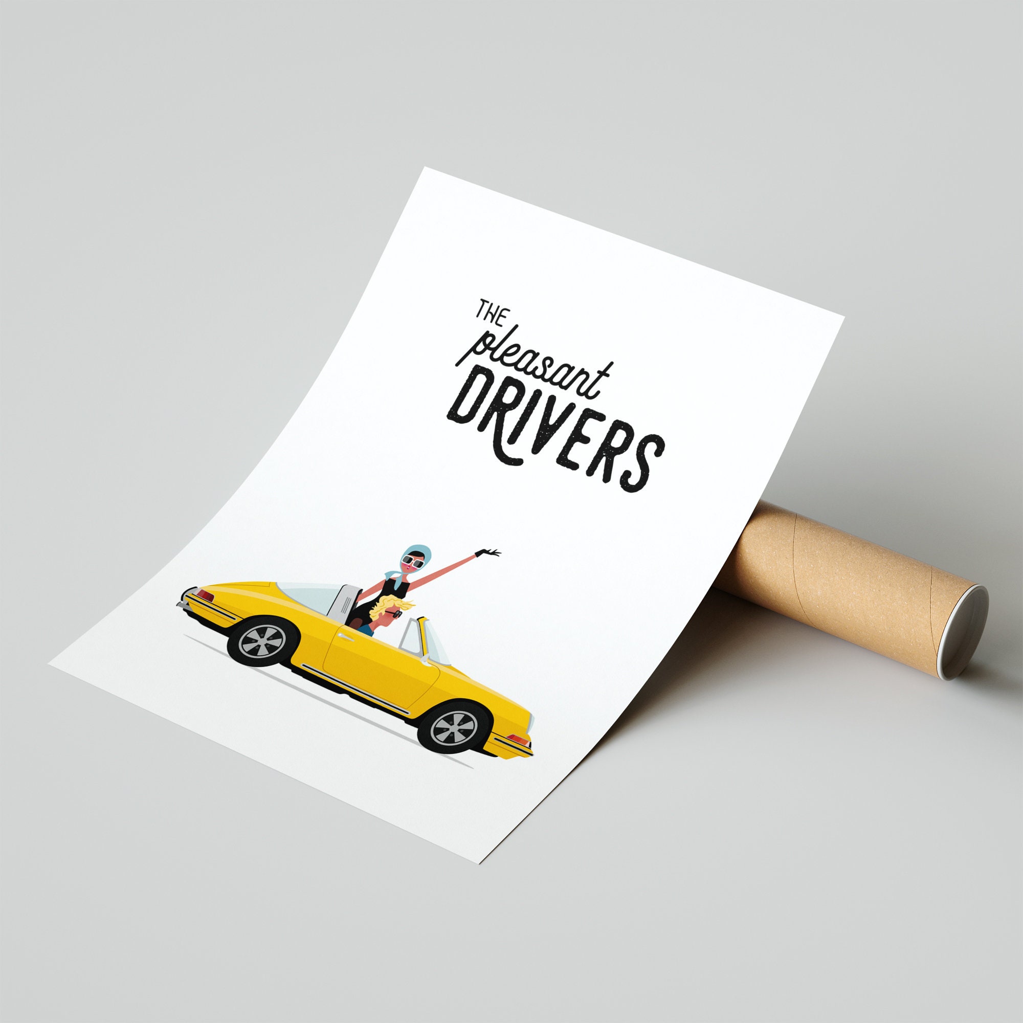Porsche Targa 911 Car Poster, Yellow Color, Vintage Convertible ...