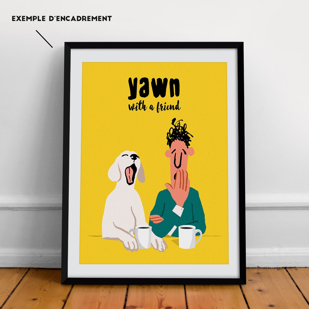 Deco Kitchen Poster, Illustration, Yawn, Dog, Coffee Break, Yawn Dog ...