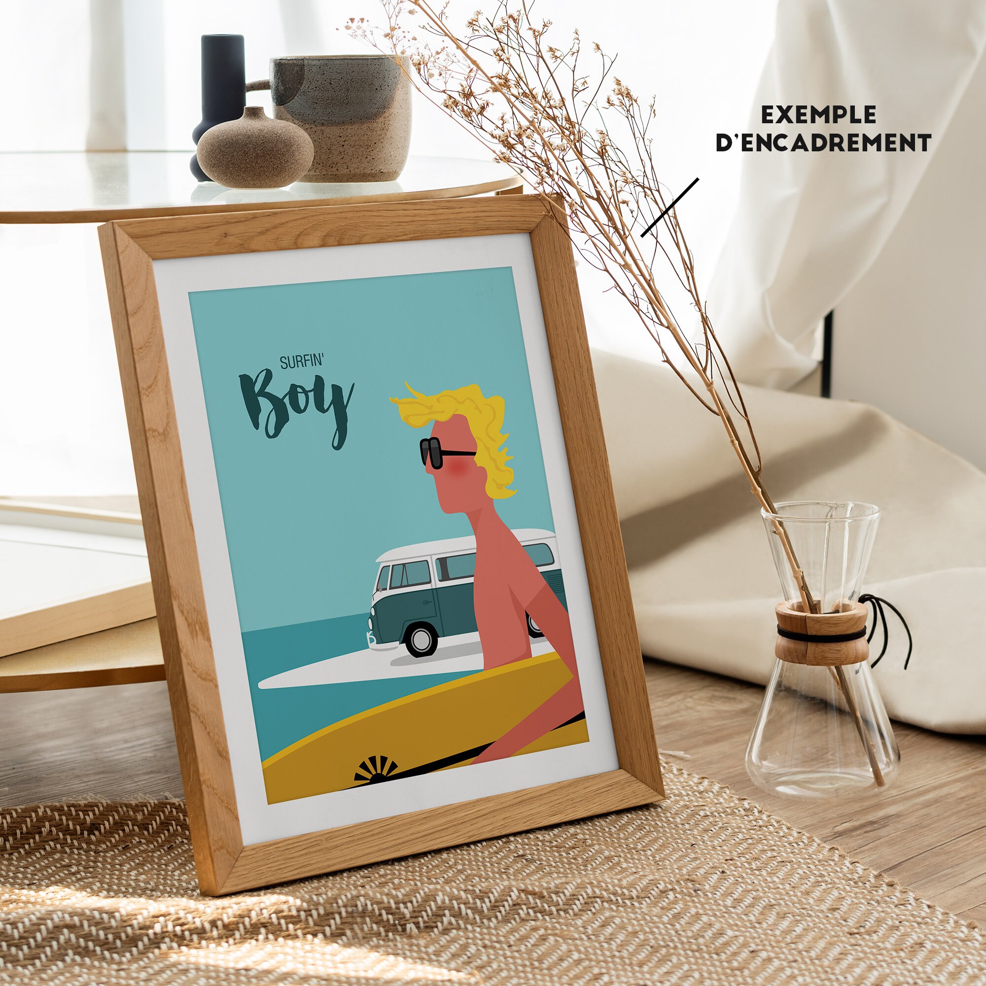 VW Surfer Combi Poster, Surf Decoration, Beach, Surf Boy - Etsy
