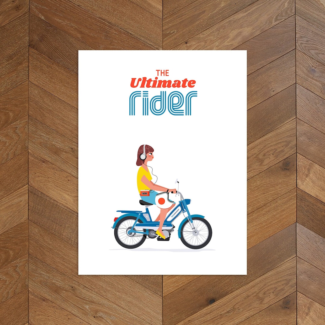 Peugeot 103 Moped Poster, Helmet and Vintage Walkman, a Nod to the 80s ...
