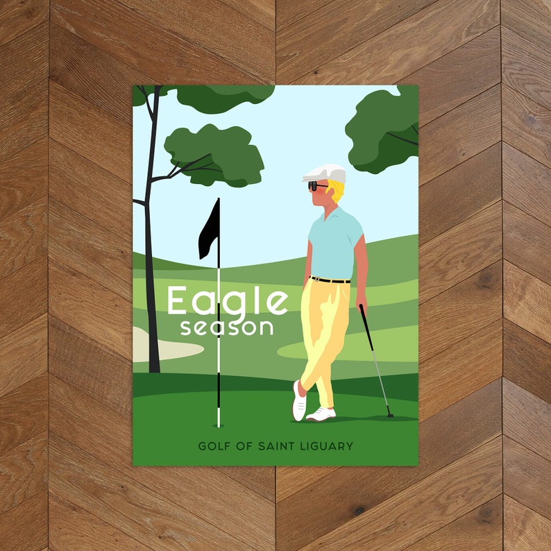 Golf Poster, Vintage Sport, Golfer on the Green Ready for the Club ...