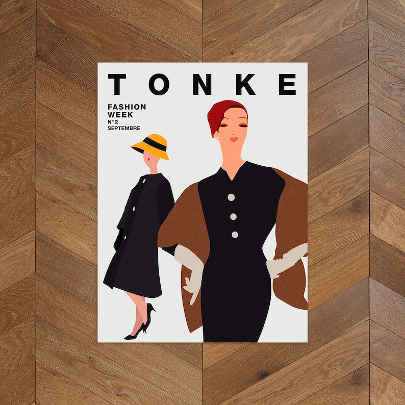 Vintage Poster of Fashion Illustrations, Women's Fashion Magazine ...