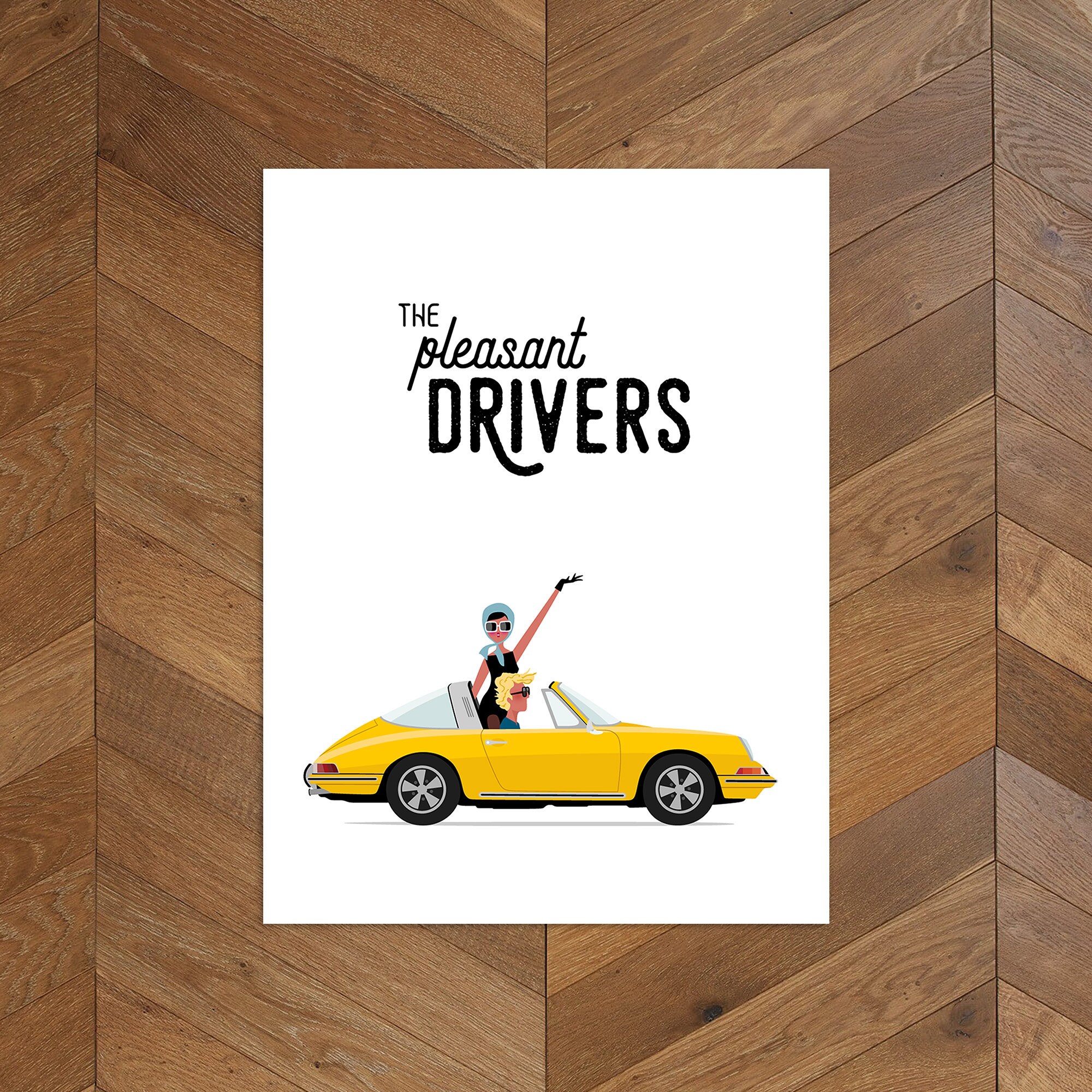 Porsche Targa 911 Car Poster, Yellow Color, Vintage Convertible ...