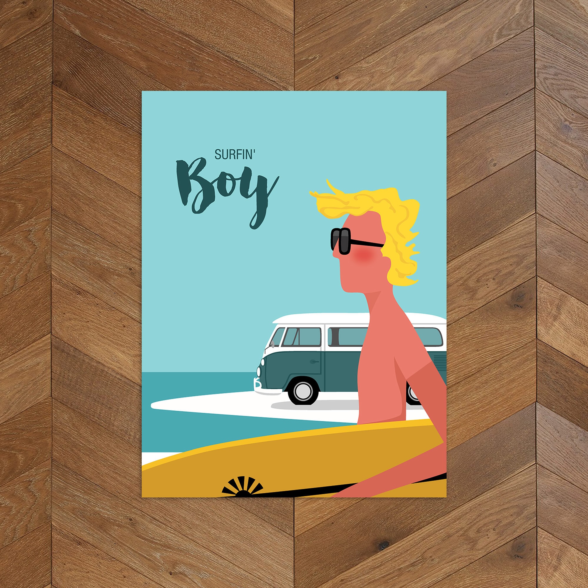 VW Surfer Combi Poster, Surf Decoration, Beach, Surf Boy - Etsy