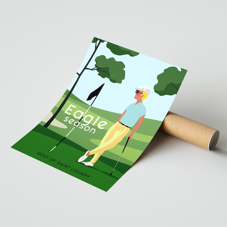 Golf Poster, Vintage Sport, Golfer on the Green Ready for the Club ...