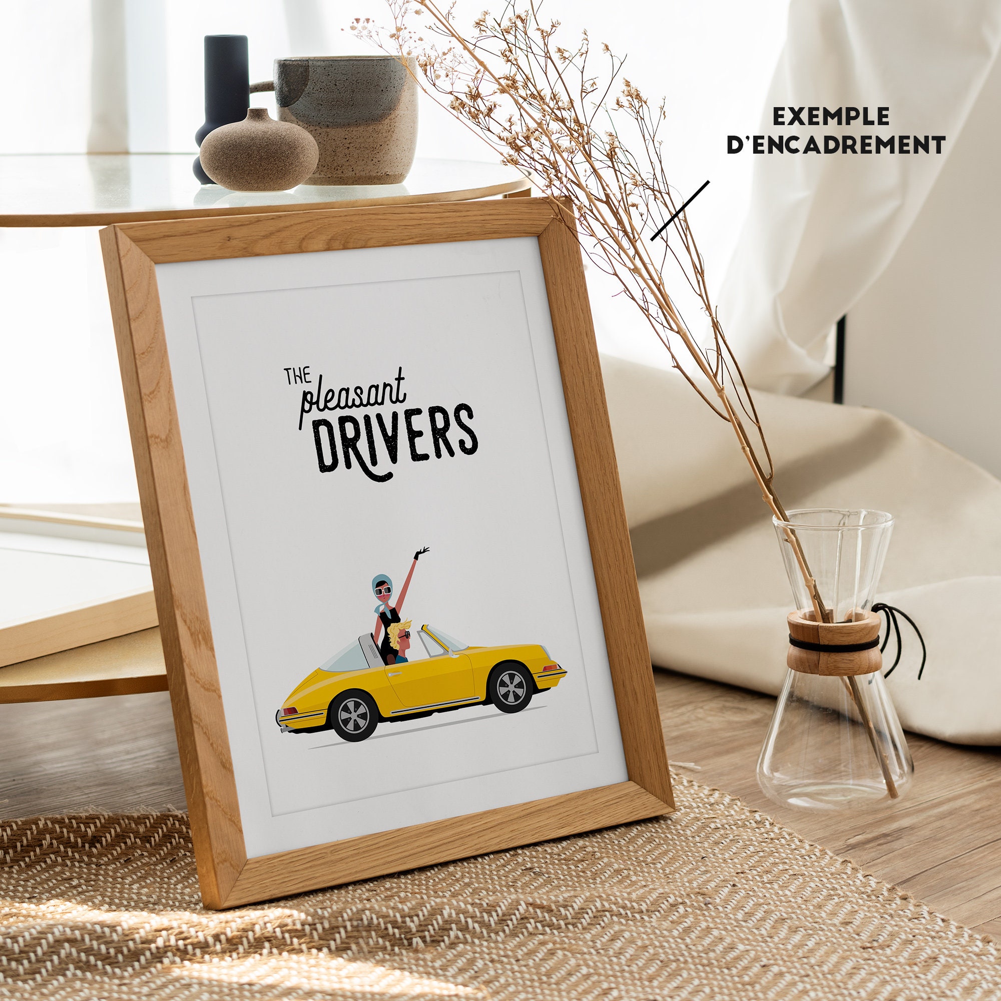 Porsche Targa 911 Car Poster, Yellow Color, Vintage Convertible ...