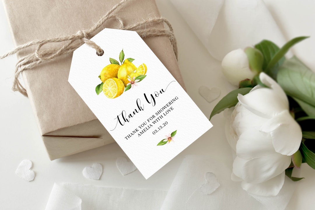Lemons Favor Tag, Editable and Printable, Yellow and Green, Wedding ...