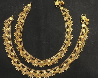 Indian Anklet 14k Gold Plated Anklets Ankle Chain Women's Jewelry Foot ...