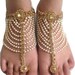 Toe Ring Anklet 14k Gold Plated Chain Women Jewelry Foot Bracelet Ankle ...