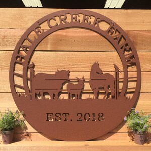Animal Farm Personalized Metal Name Sign - Outdoor Metal Ranch Sign ...