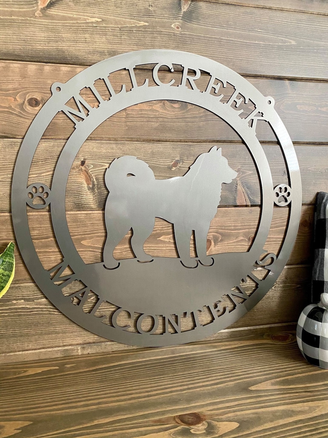 Personalized Metal Dog Breed Sign: Custom Family Name Farmhouse Decor ...