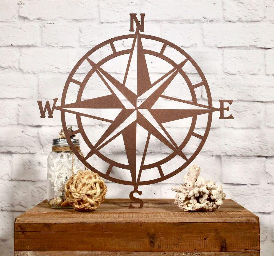 Steel Nautical Star Compass Wall Art, Nautical Decor, Metal Wall Art ...
